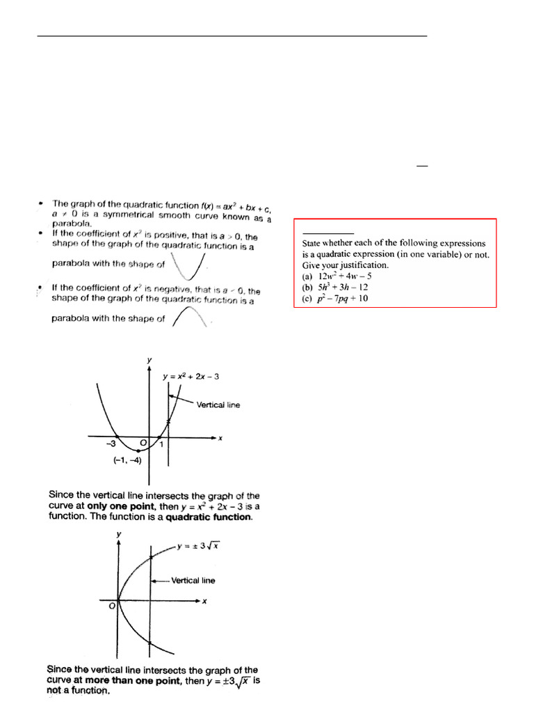 Quadratic Functions & Equations Guide | PDF