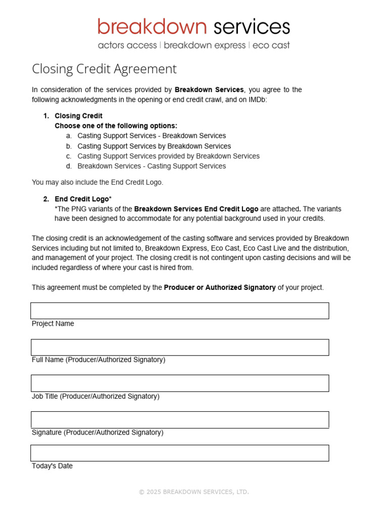 2025 Closing Credit Ageement - Signable | PDF