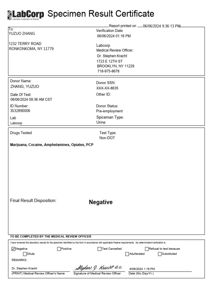Escreen Specimen Result Certificate | PDF | Clinical Medicine | Medical ...