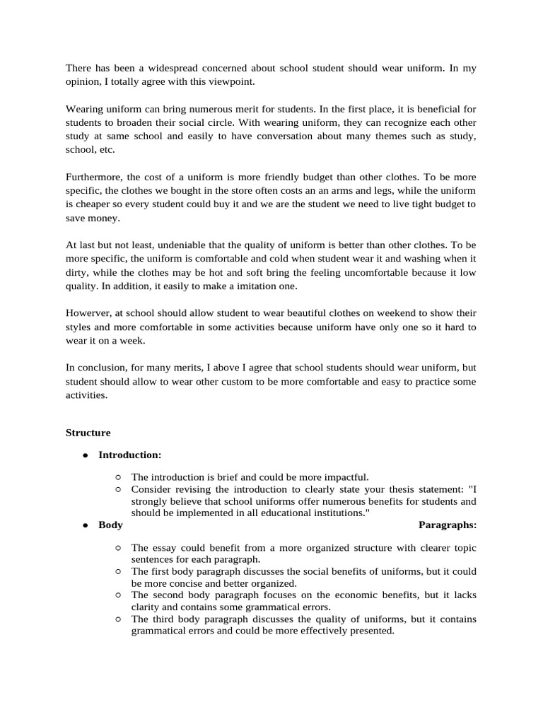 ESSAY - SCHOOL UNIFORM | PDF | Essays | Clothing