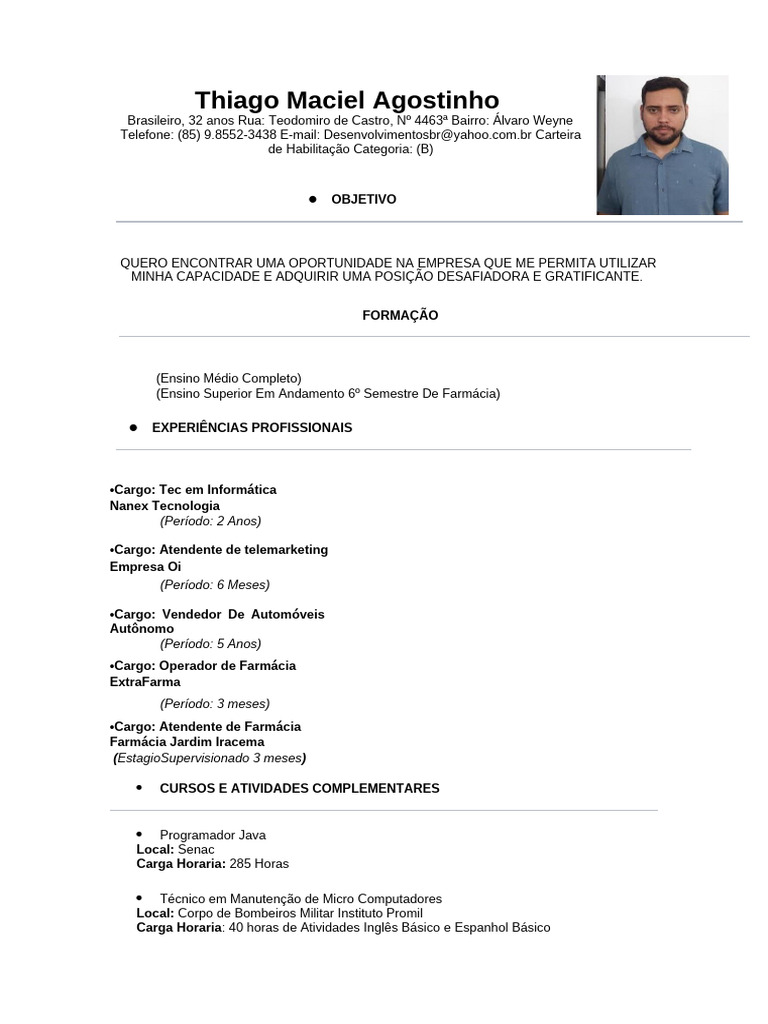 Curriculo Thiago | PDF