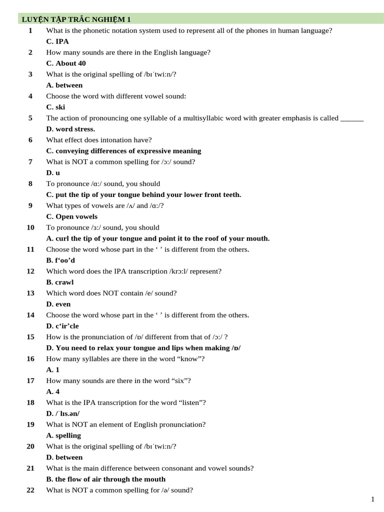 English Phonetics Practice | PDF | Stress (Linguistics) | Vowel