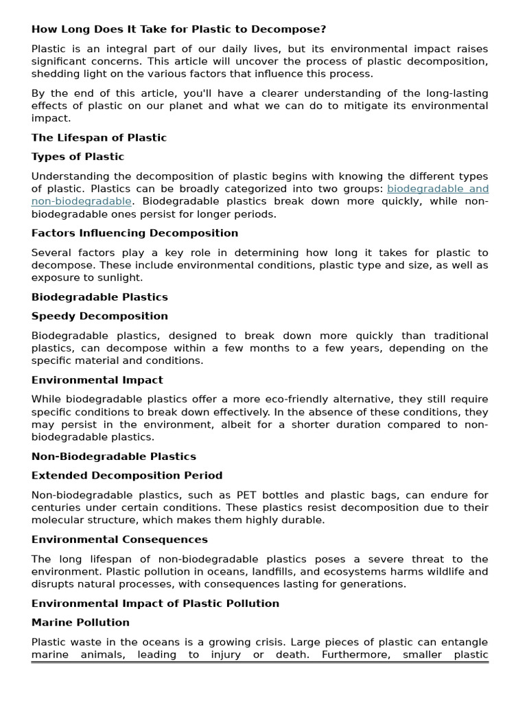 Plastic - Life Cycle and Effects | PDF | Plastic | Biodegradation
