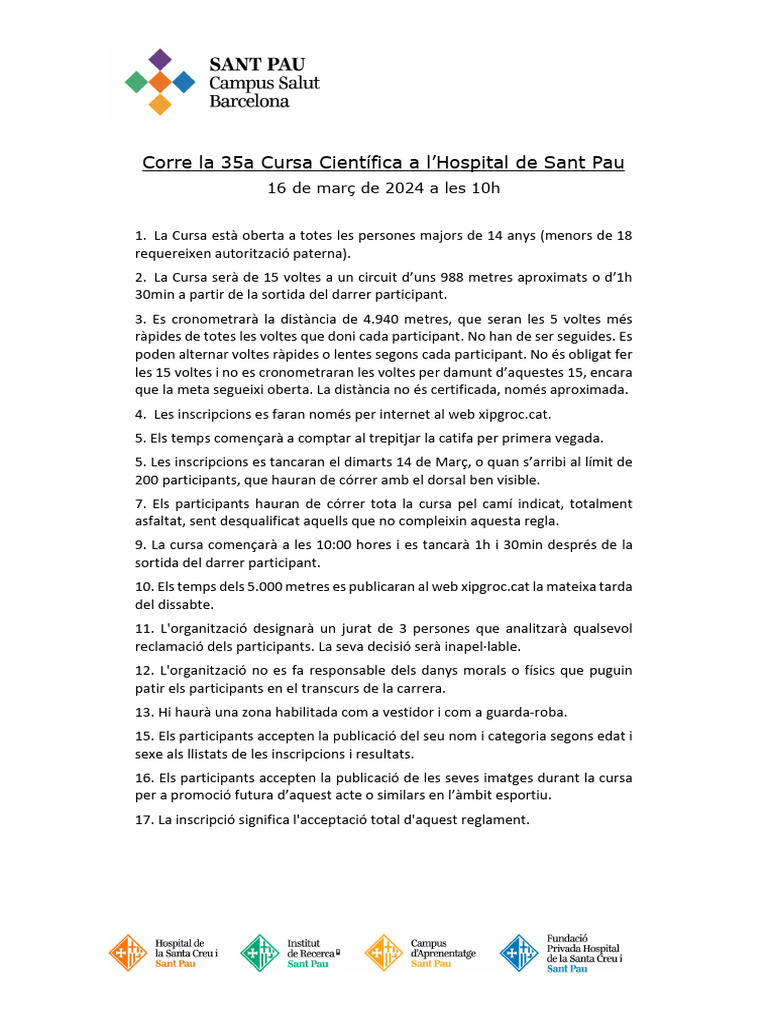 Reglament SantPau2024 | PDF