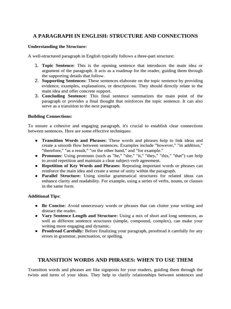 Mastering Writing A Paragraph | PDF | Sentence (Linguistics) | Verb