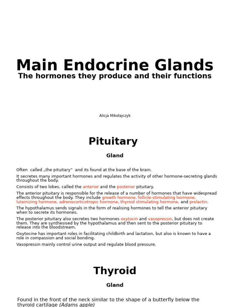 Main Endocrine Glands | PDF | Pancreas | Adrenal Gland