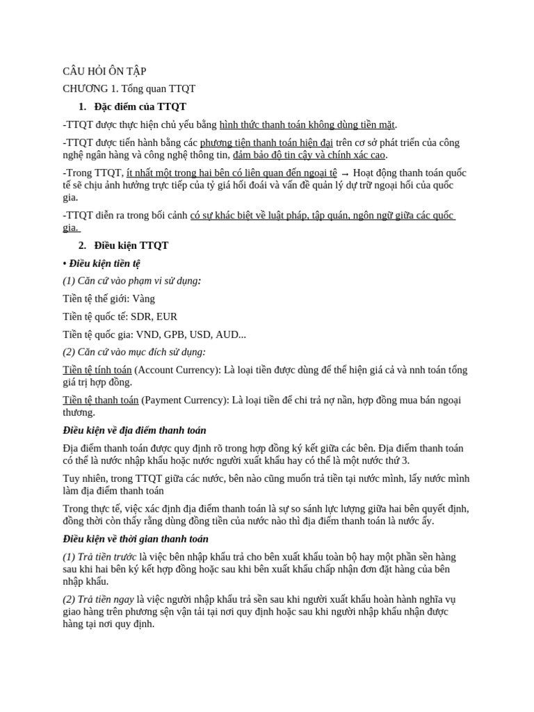 CÂU HỎI ÔN TẬP ttqt | PDF