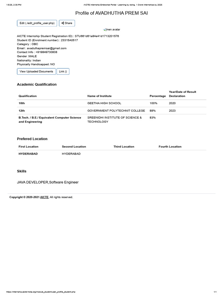 AICTE Internship Enterprise Portal - Learning by Doing. 1 Crore ...