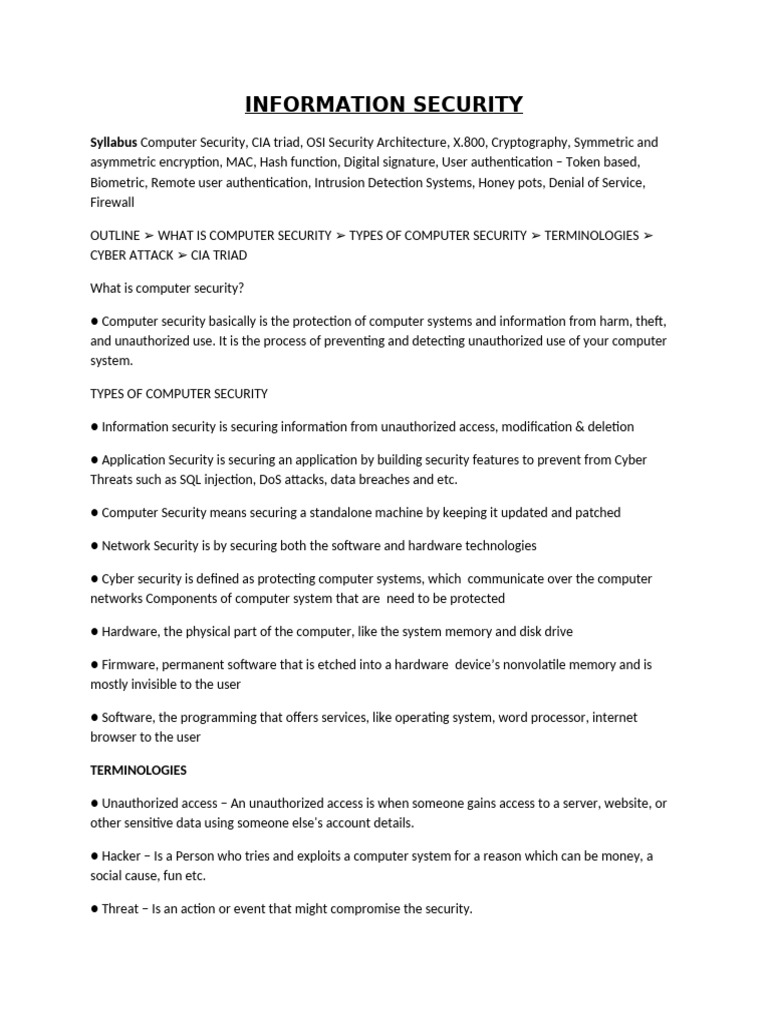 INFORMATION SECURITY | PDF | Security | Computer Security