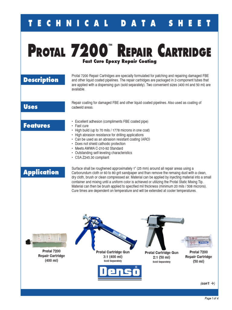 Denso Protal 7200 Repair Cartridge | PDF | Abrasive | Secondary Sector ...