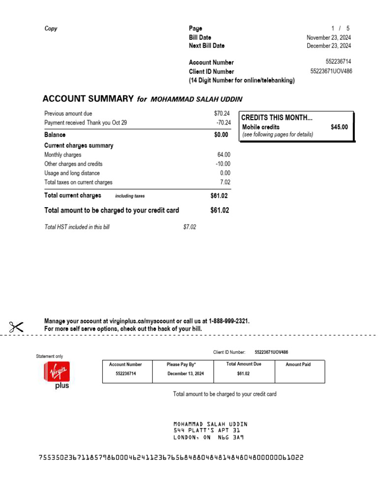 Mobile Bill_virgin | PDF | Payments | Credit Card