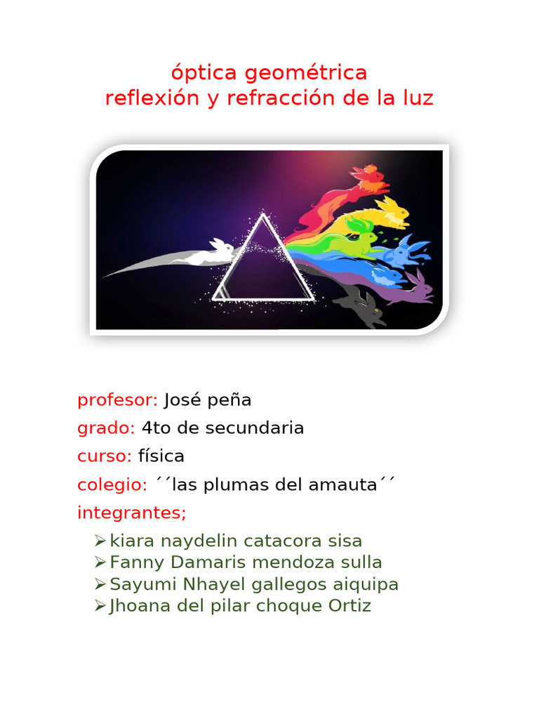óptica geométrica reflexión y refracción de la luz | PDF