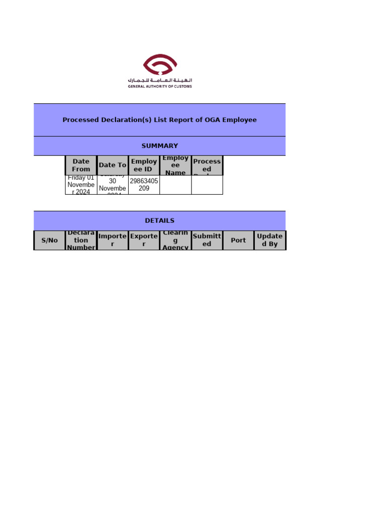OGA Processed Declaration List Report | PDF
