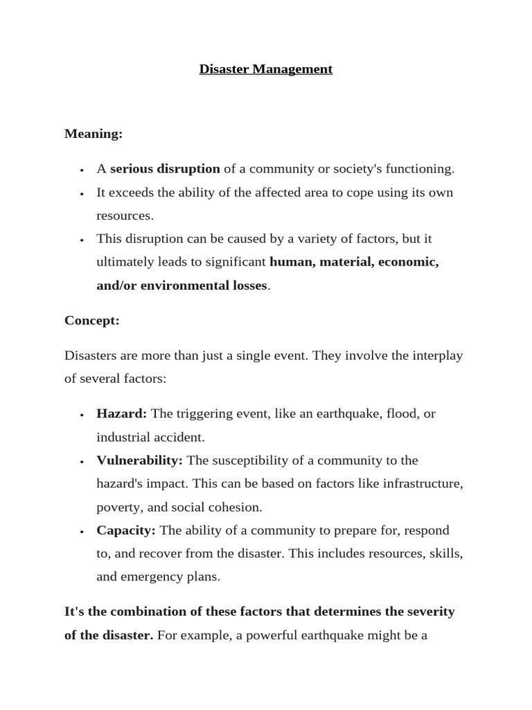 Disaster Management - Unit 1-V ENGLISH NOTES | PDF | Natural Disasters ...