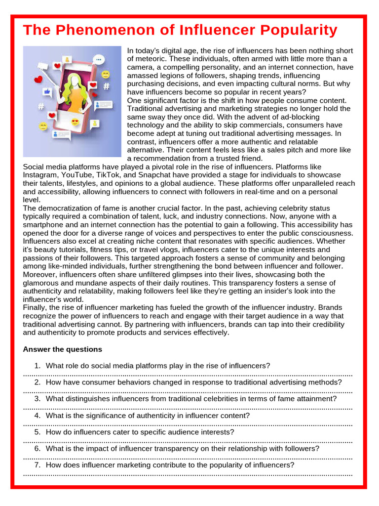 Influencers Reading Text | PDF | Marketing | Advertising