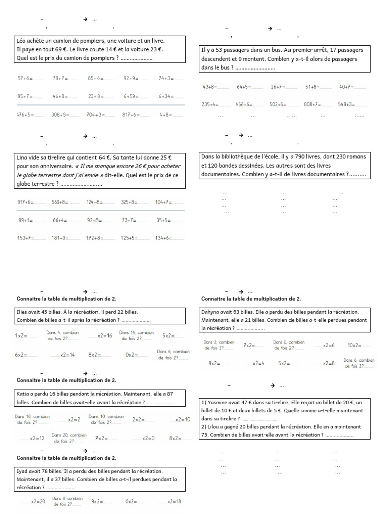 Exercices de Calcul Mental CE2 | PDF