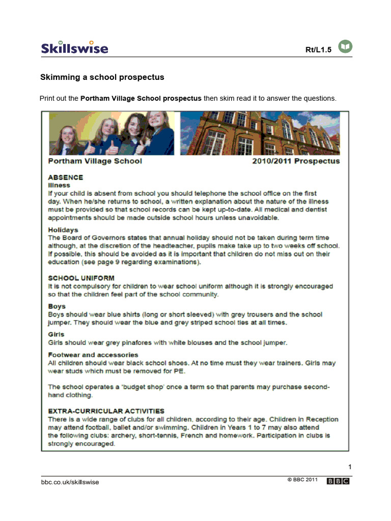 BBCSkillswise Skimming Test | PDF