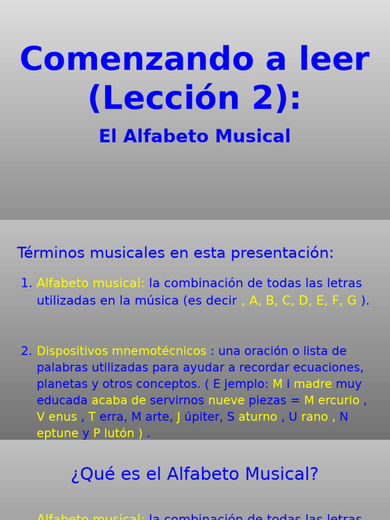 Alfabeto Musical y Mnemotecnia | PDF | Clave | Notación