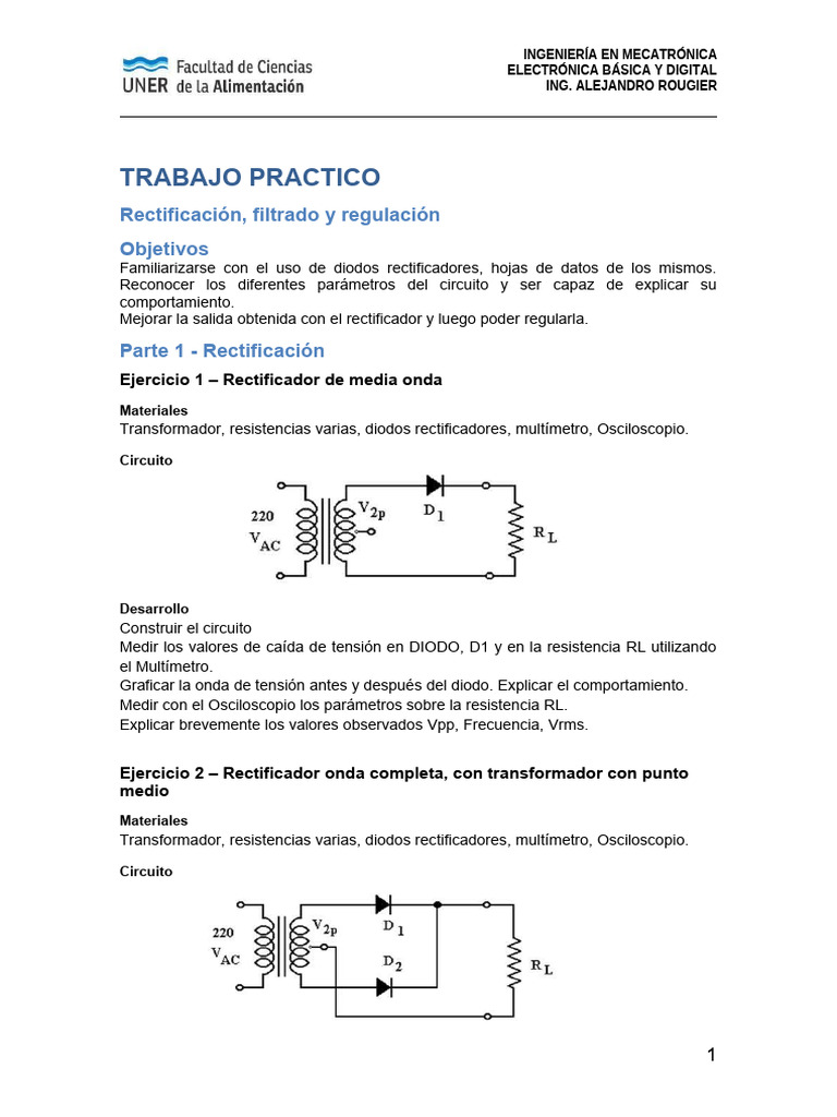 TP Rect Fil REG | PDF | Rectificador | Red eléctrica