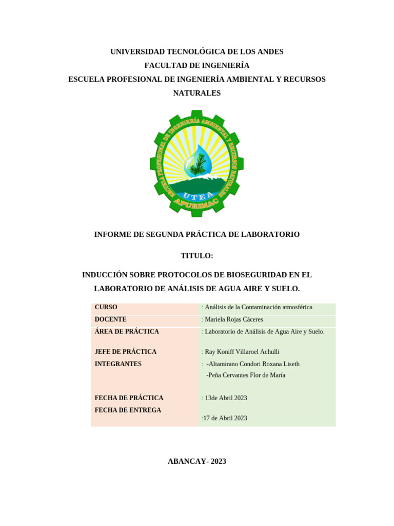 Imforme 2 Culminado | PDF | Laboratorios | Contaminación