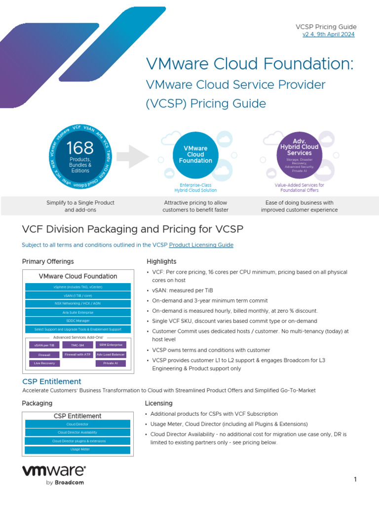 CSP VMware Cloud Foundation Pricing Guide v2.4 | PDF | Cloud Computing ...