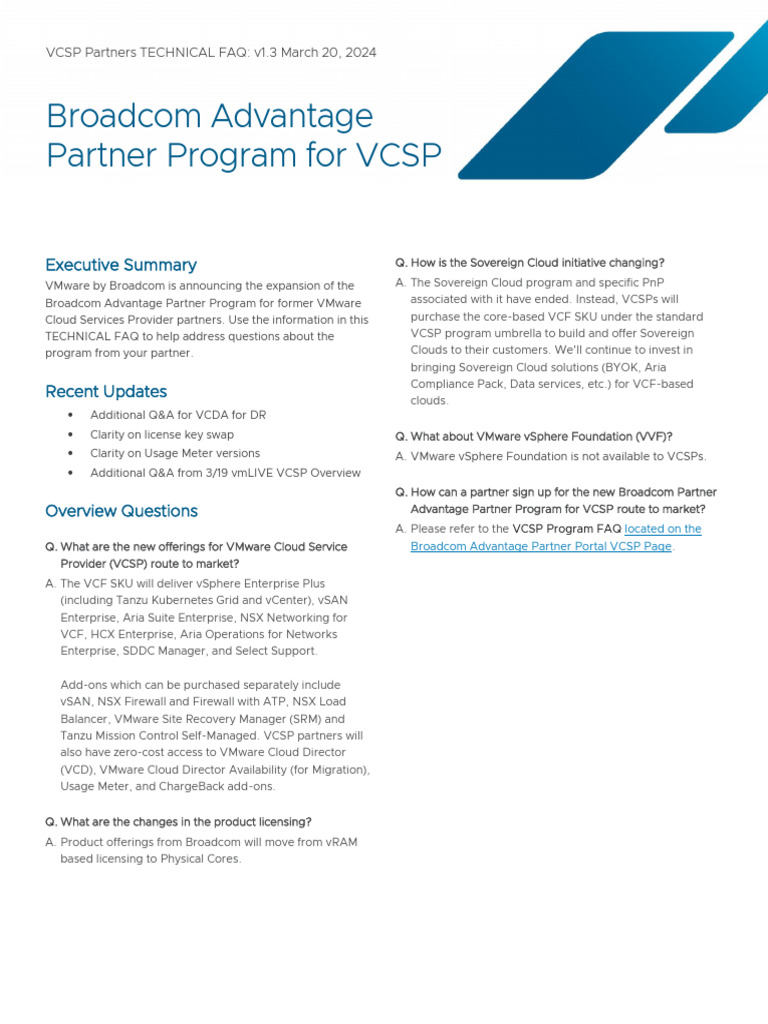 FAQ - VCSP Program Technical - External v1.3 Final | PDF | Virtual Machine | Cloud Computing