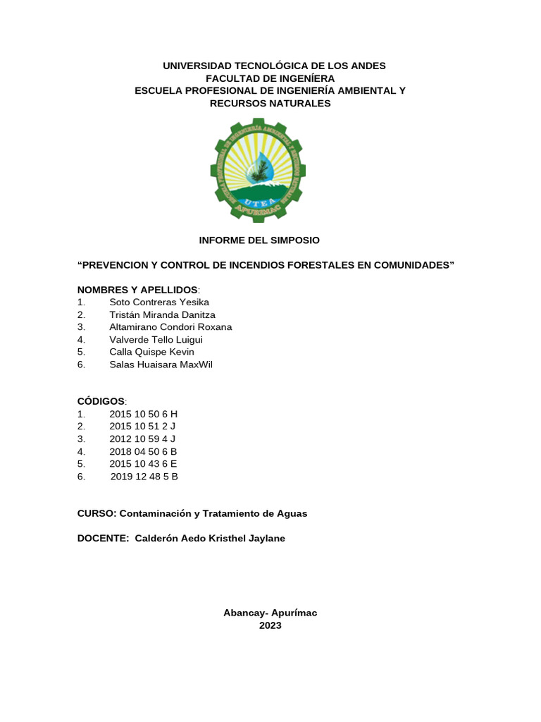 Informe Del Simposio de Incendios Forestales | PDF | Fuego fatuo | Incendios