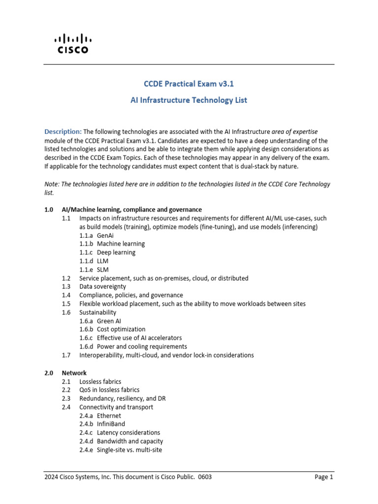 CCDE v3.1 Practical AI Infrastructure Technology List Final 0604 | PDF ...