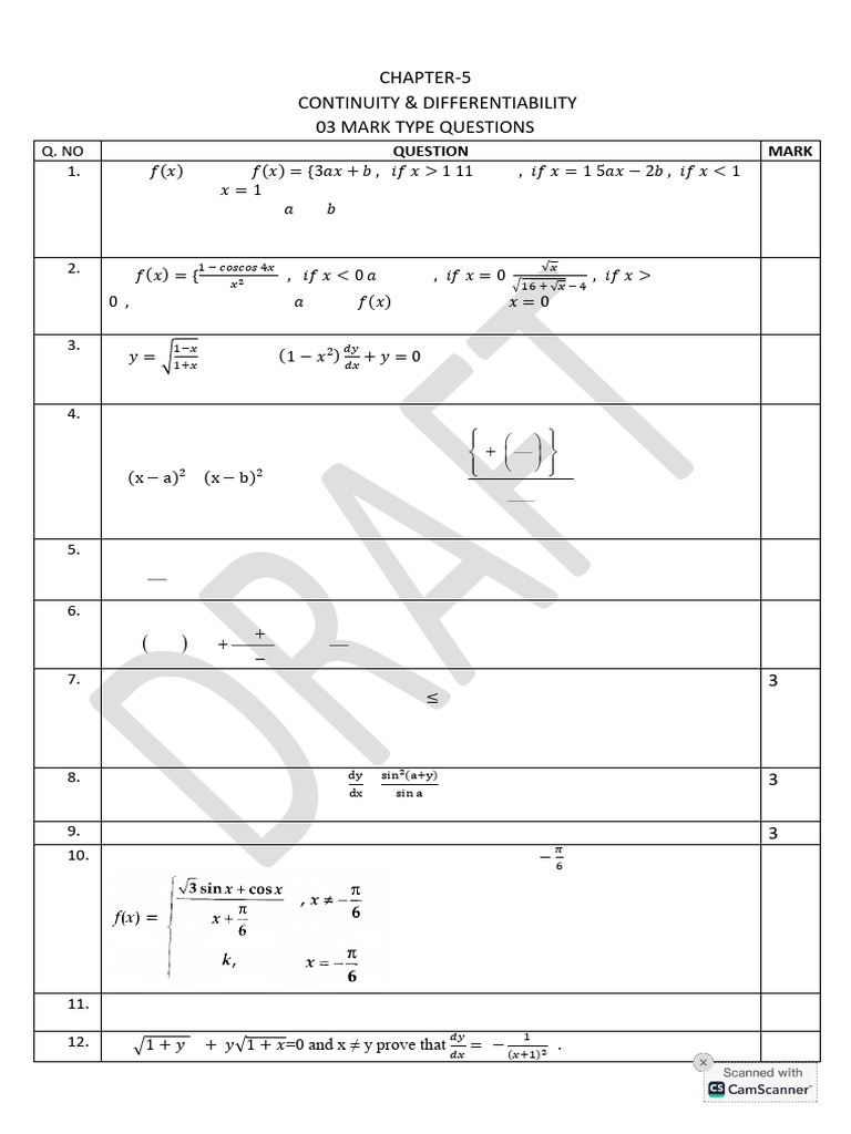 3 Mark Type (Continuity & Differentiability)(1) (2) | PDF | Mathematical Analysis | Mathematics