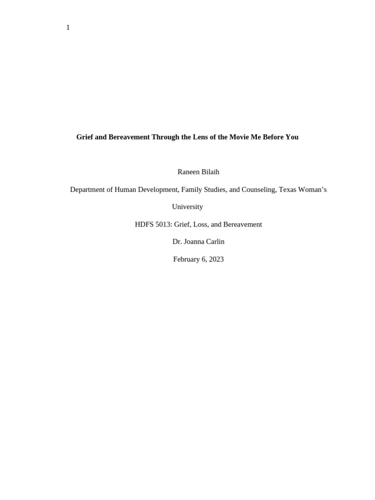 Grief Movie Paper | PDF | Grief | Psychology