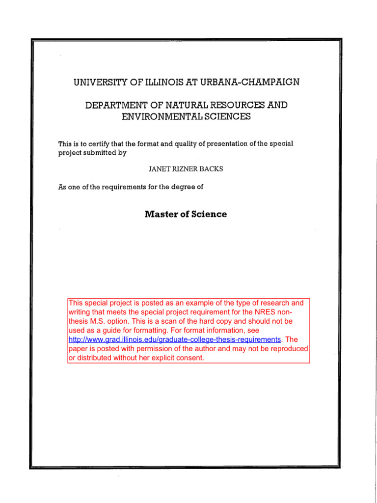 NRES Non-Thesis M.S. Project Example | PDF