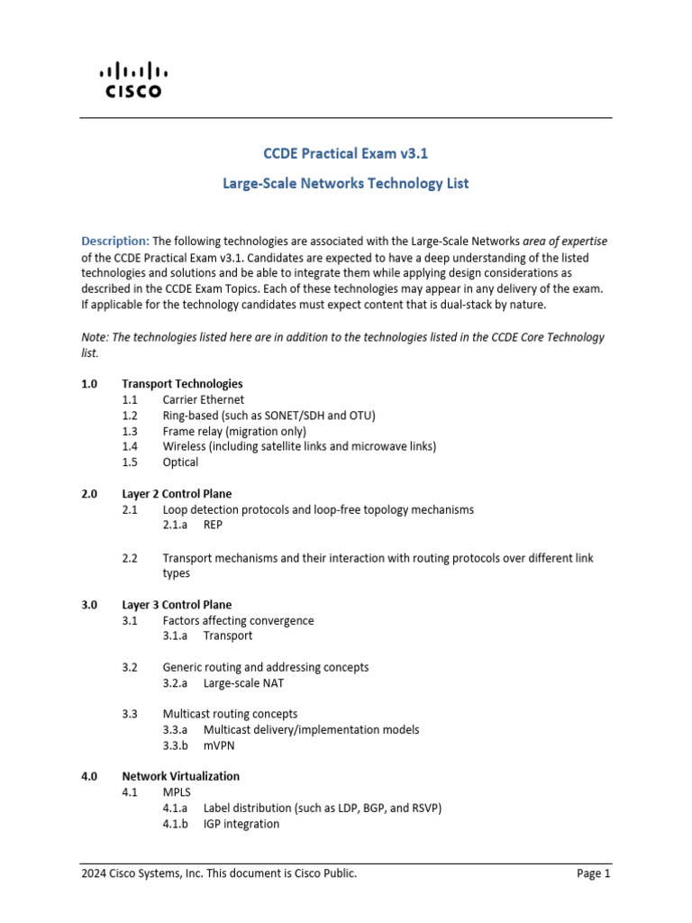 CCDE 3.1 Exam Technology Overview | PDF | Networking | Multiprotocol ...