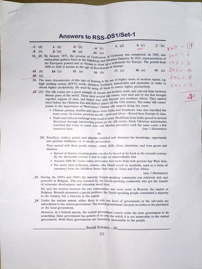 Social Revision 2 Set 1 Answer Key 9999 | PDF