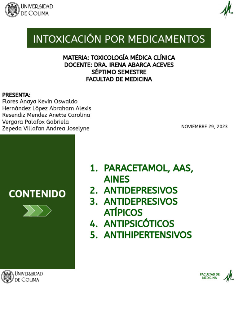 Intoxicación Por Medicamentos Andy | PDF | Aspirina | Droga anti ...