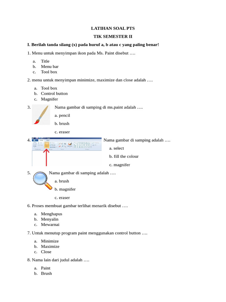 Latihan Soal PTS Tik Sem 2 | PDF