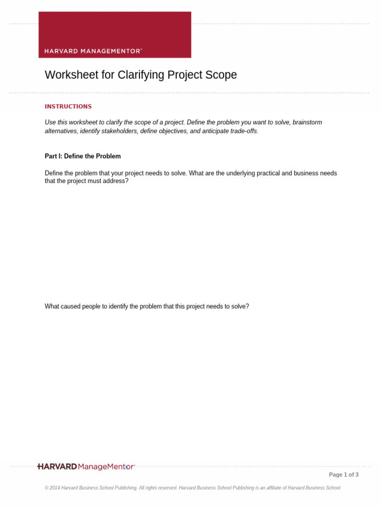 Worksheet For Clarifying Project Scope | PDF | Brainstorming | Cognition