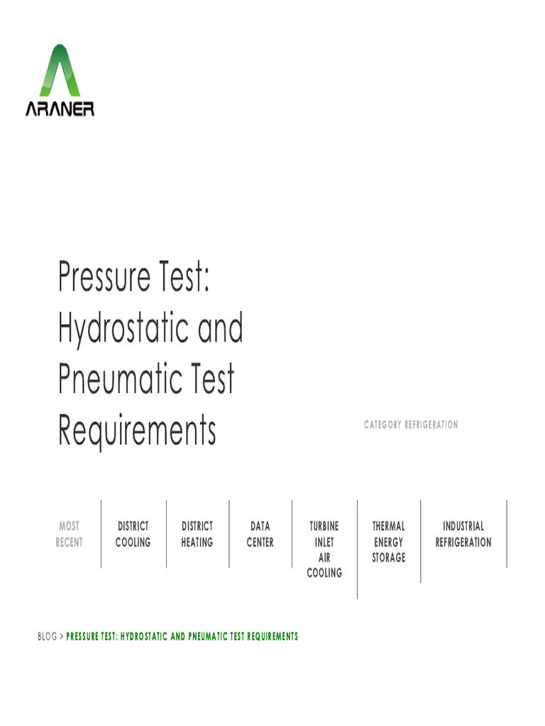 Pressure Test - Hydrostatic and Pneumatic Test Requirements | PDF