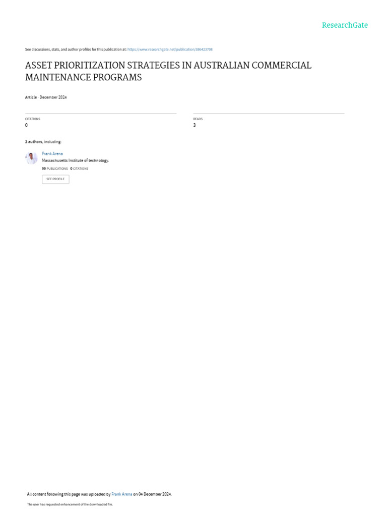 Asset Prioritization Strategies in Australian Commercial Maintenance ...