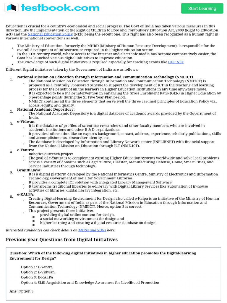 Digital Initiatives - Know Different Initiatives Taken by The GOI | PDF