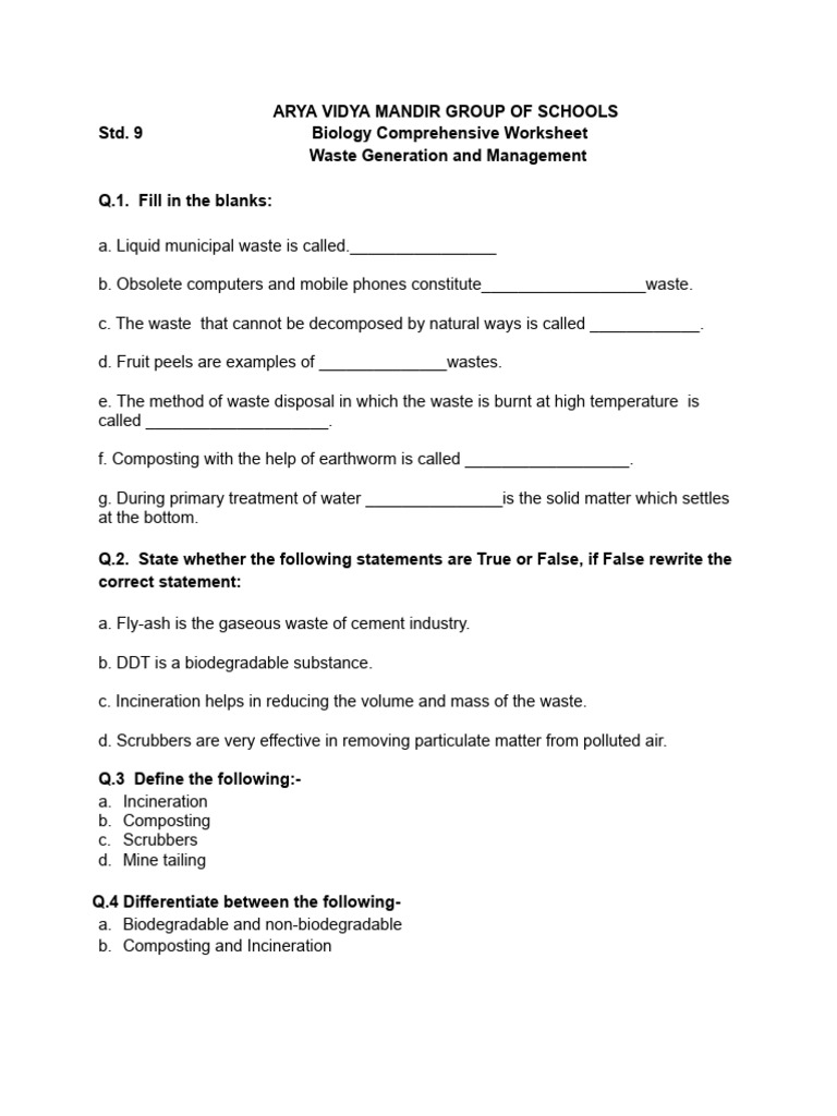 Waste Generation and Management CWS | PDF