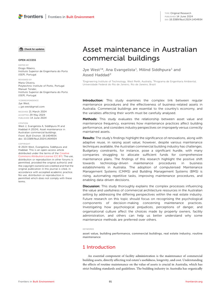 Asset Maintenance in Australian Commercial Buildin | PDF | Real Estate ...