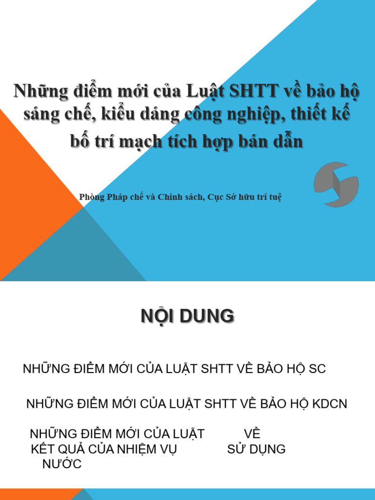 Diem Moi Luat SHTT Phan SC KDCN TKBT-HN (16.8.2022) | PDF