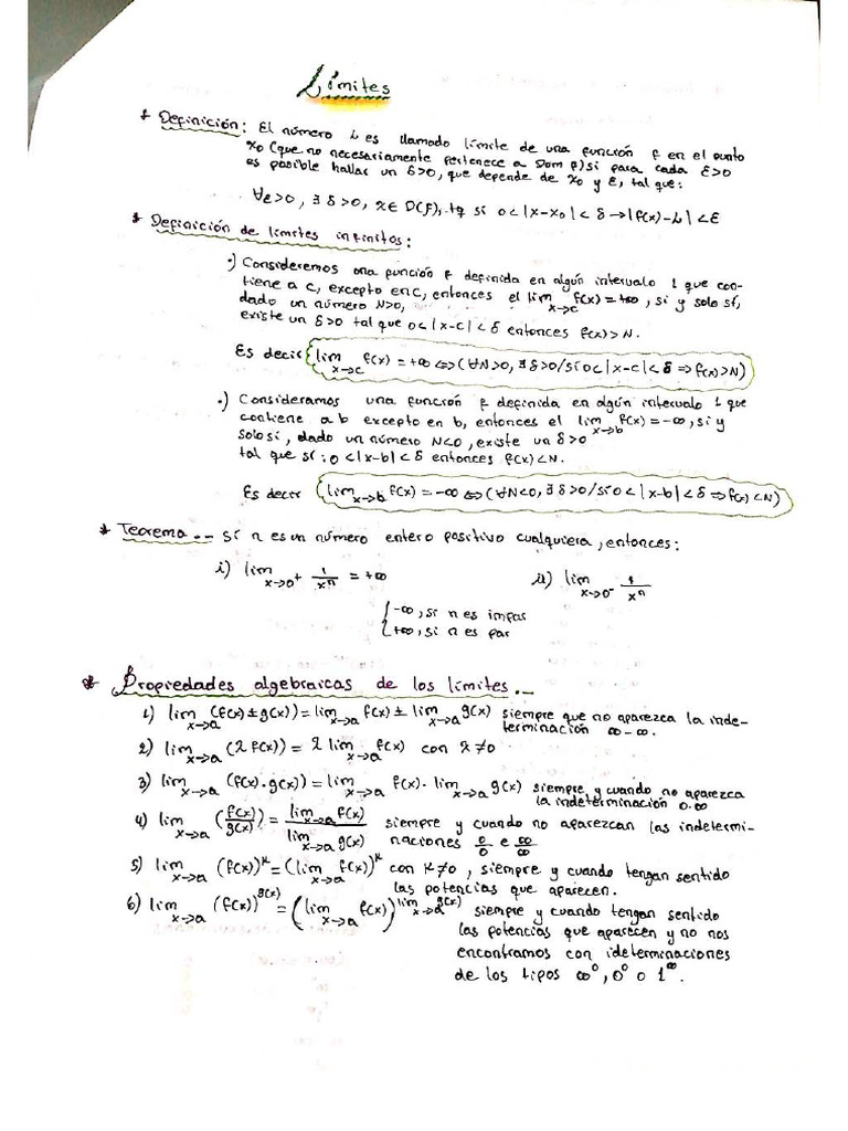 Formulario de Limites y Derivadas | PDF