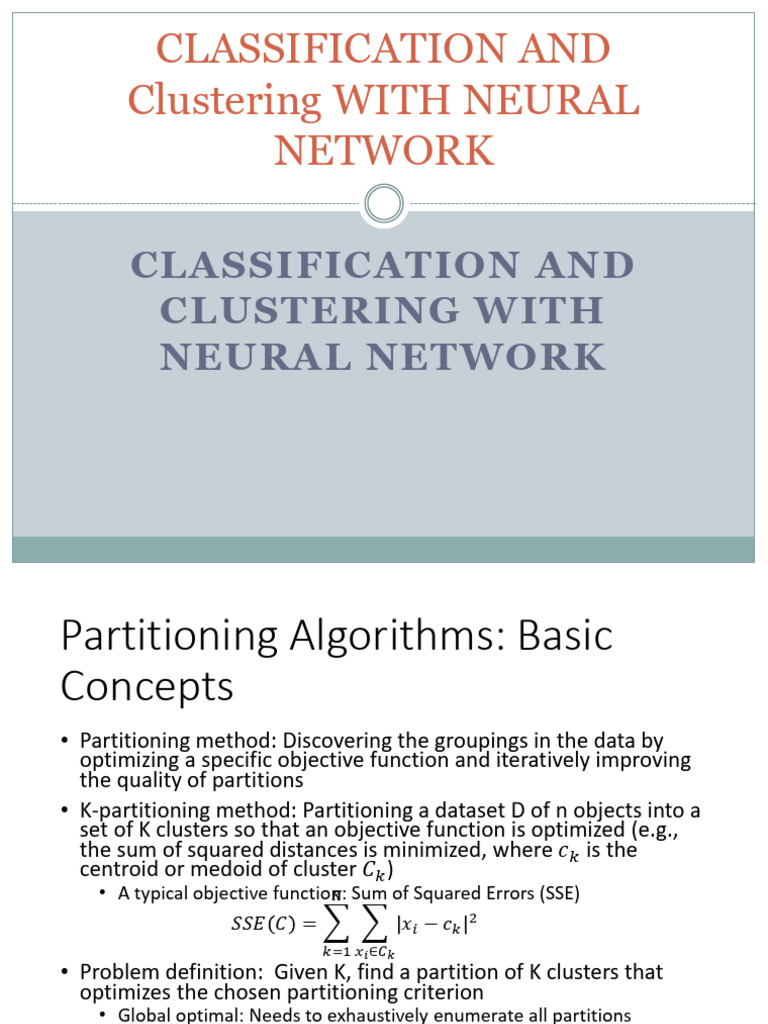 Clustering Classification And Intro Neural Network Pdf Cluster