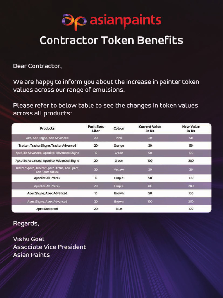 Contractor Letter - Emulsion Token Values | PDF