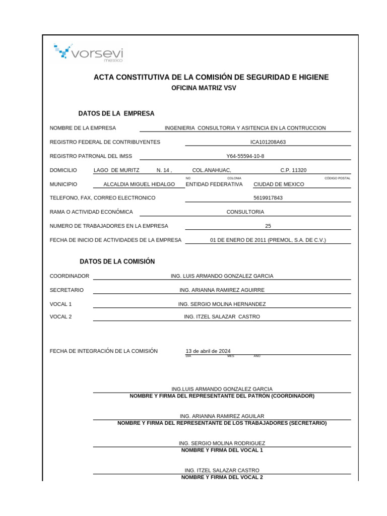 Acta Constitutiva CMSH T1 | PDF