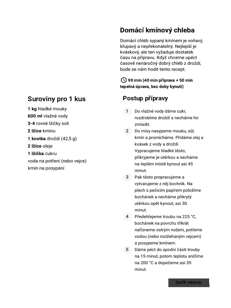Domácí kmínový chleba - TopRecepty.cz | PDF