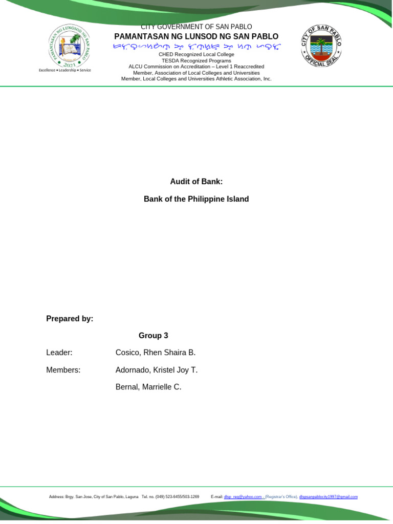 AUDIT-BPI | PDF | Banks | Internal Control