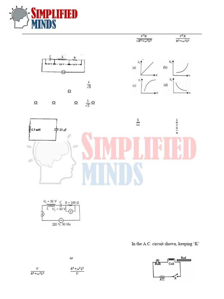 7.alternating Current KCET PYQs | PDF | Alternating Current | Inductor