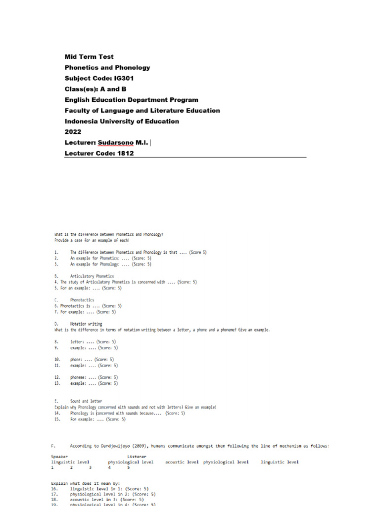 Soal2 UTS Phonetics and Phonology 2022 PDF | PDF